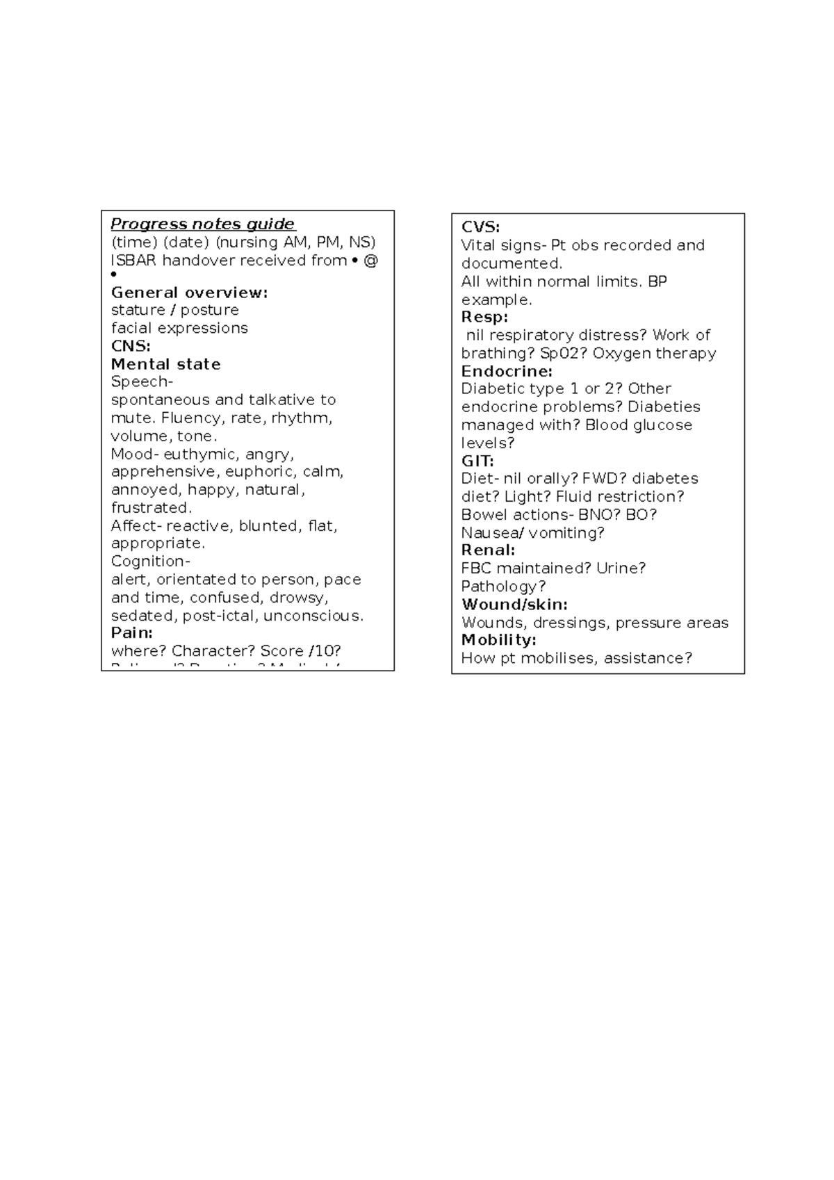 Progress Notes Guide StuDocu