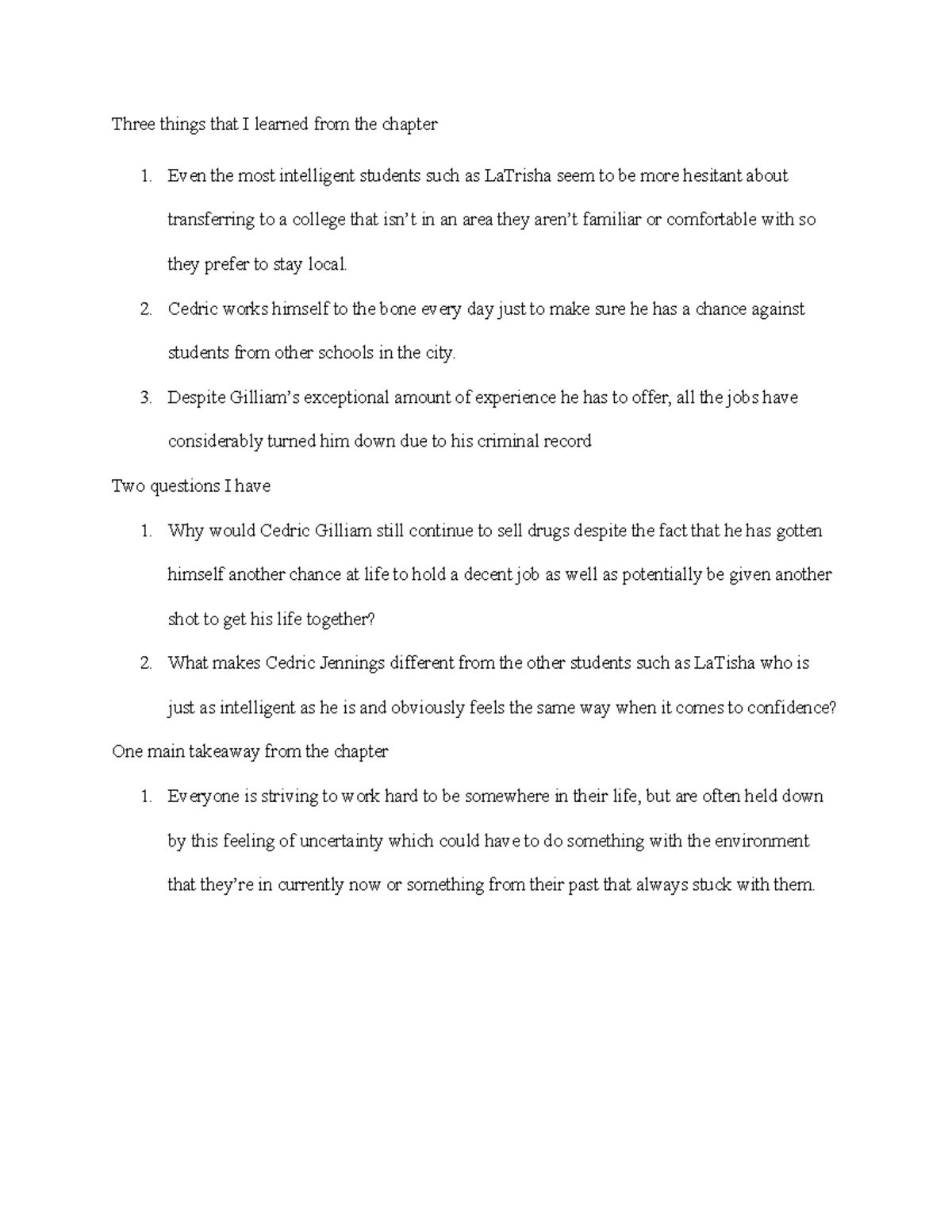 A Hope In The Unseen Ch. 3 - Three things that I learned from the ...