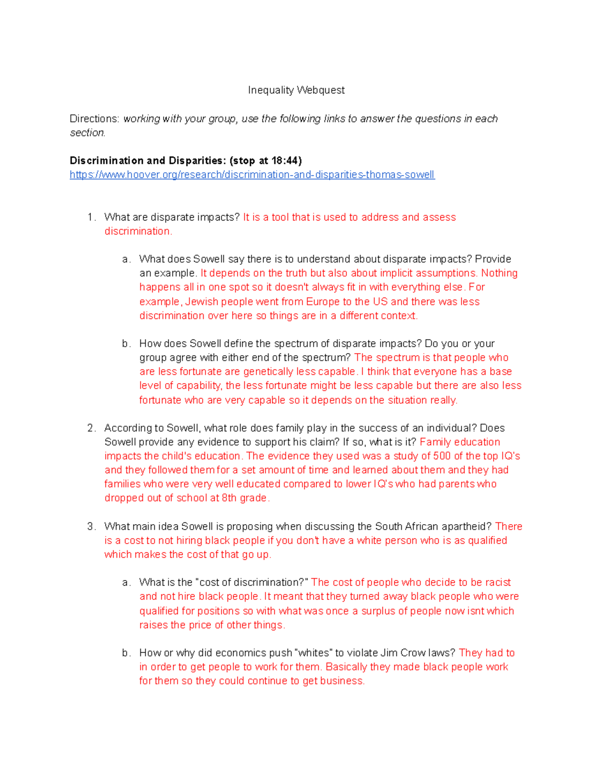 Inequality Webquest - LAb assignment - Inequality Webquest Directions ...