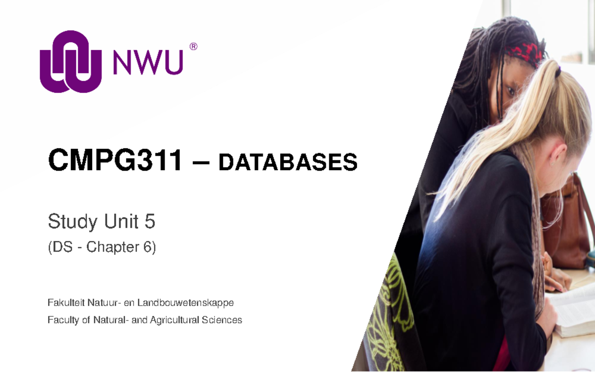 CMPG311 SU5-CH6 - Chapter 6 Notes - CMPG311 – DATABASES Study Unit 5 ...