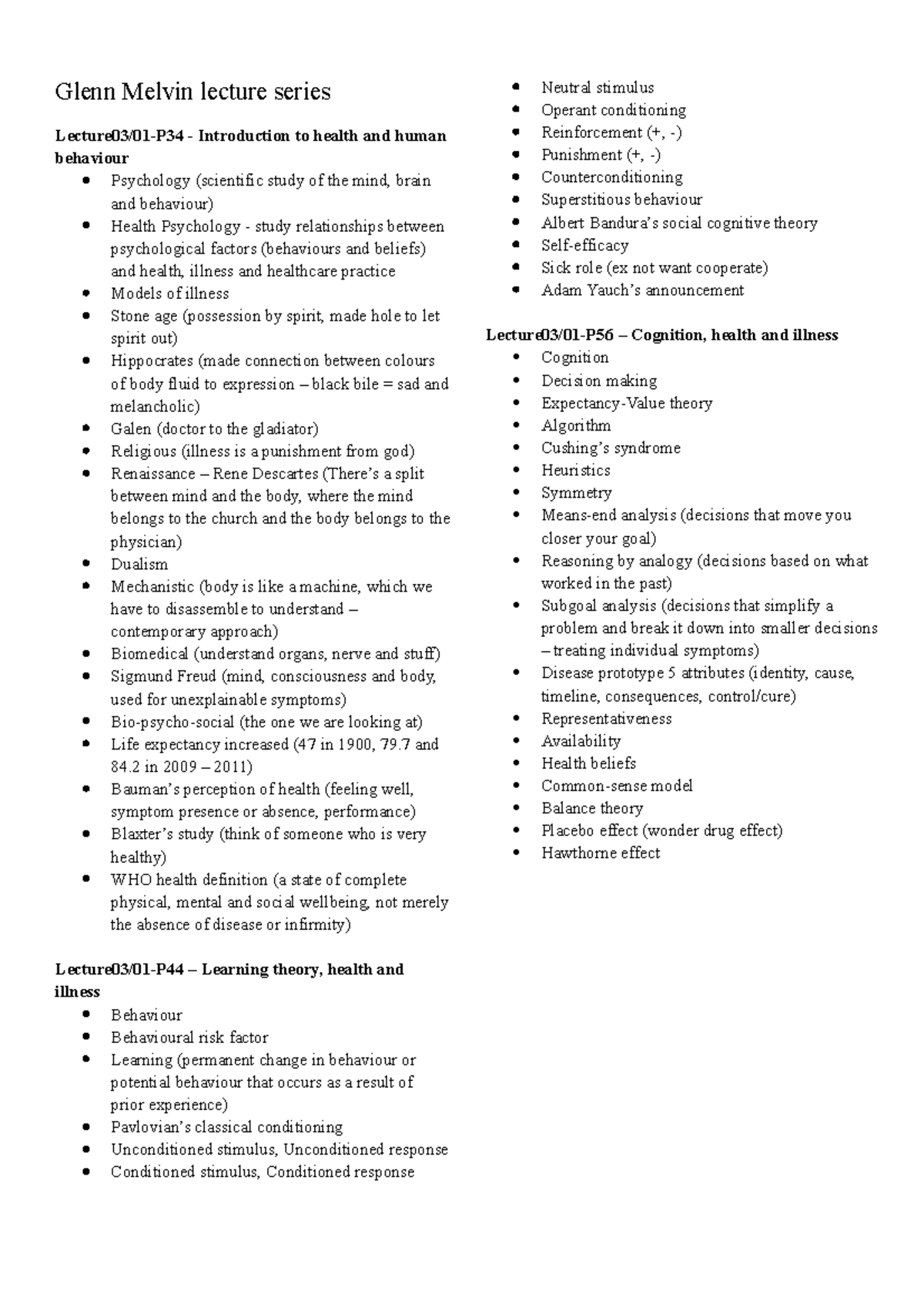 Summary - lecture - buzz words for the entire Melvin's series - Glenn ...