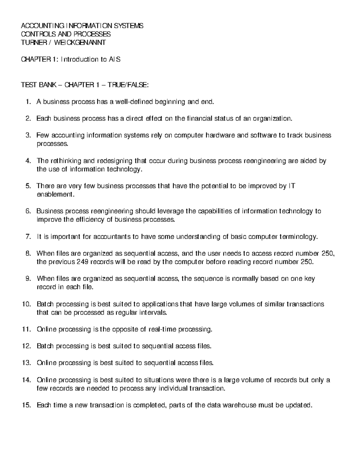 Pdfcoffee - AIS - ACCOUNTI NG I NFORMATI ON SYSTEMS CONTROLS AND PROCESSES TURNER / WEI ...