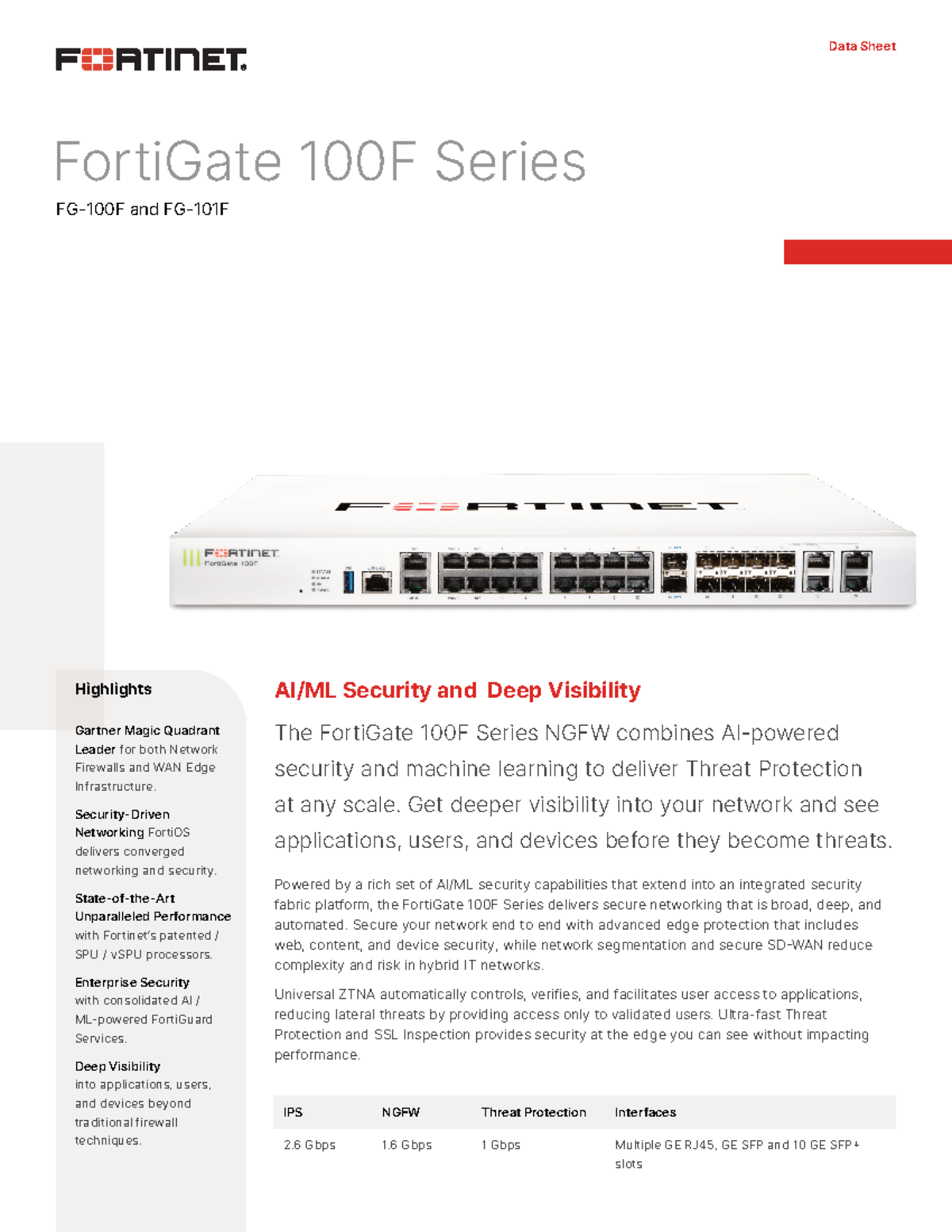 Fortigate-100f-series - FortiGate 100F Series FG-100F and FG-101F AI/ML ...