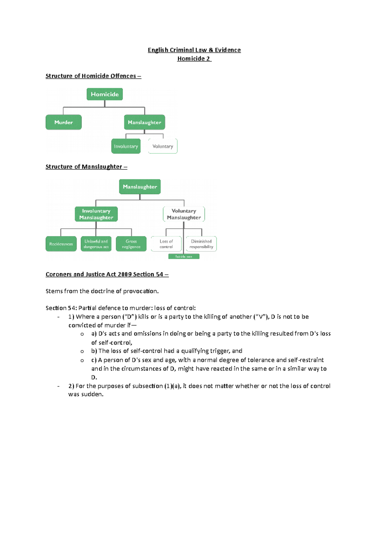English Criminal Law Lecture 8 - Homicide 2 - English Criminal Law ...