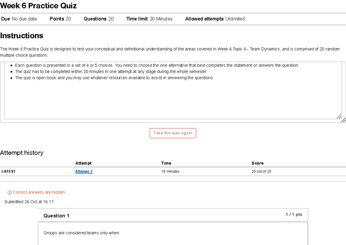 MGT2000 7 Practice Quiz 2 - Week 6 Practice Quiz Due No due date Points 20 Questions 20 Time ...