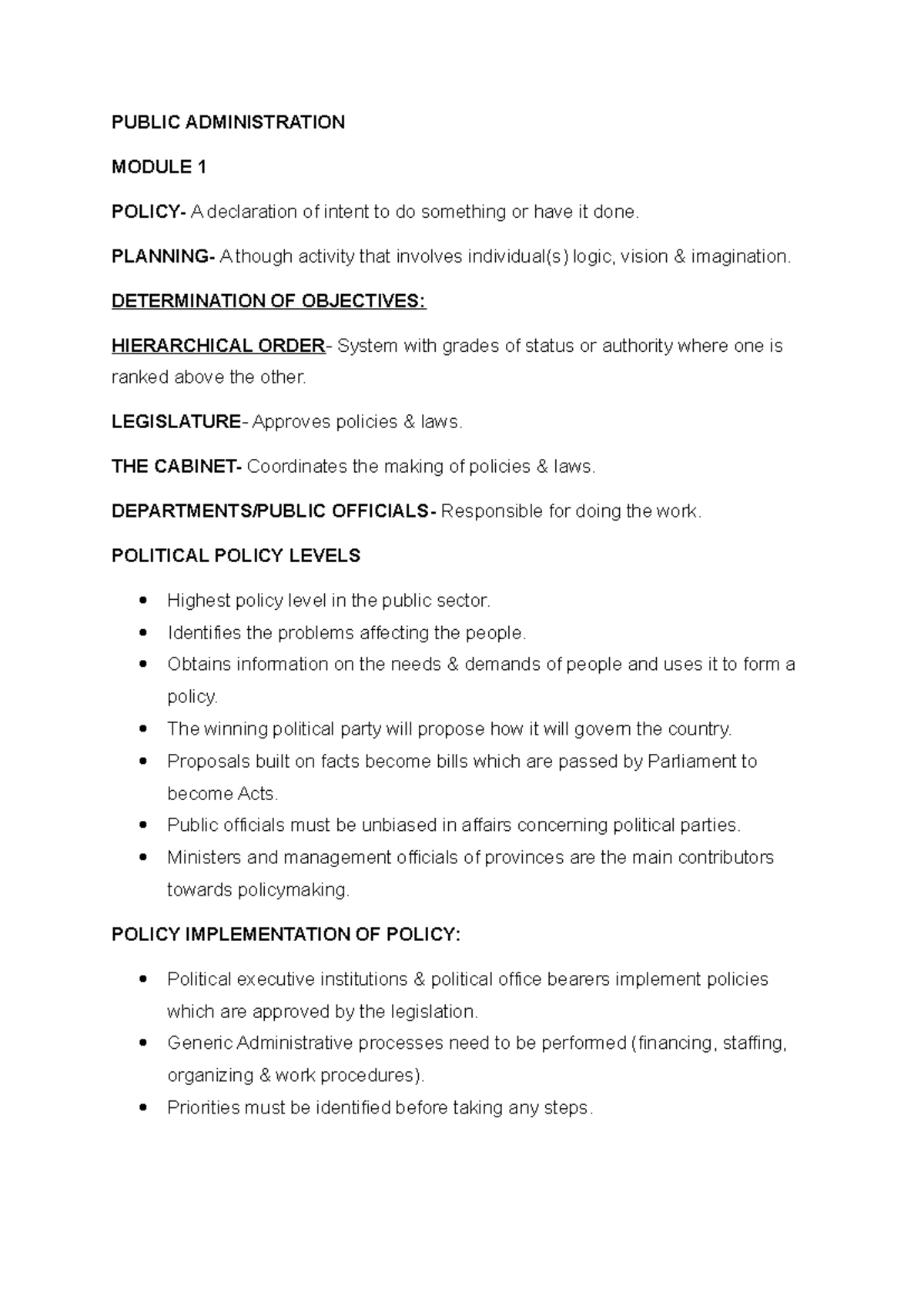 Lindiwe Thubana Public Administration N5 Notes - PUBLIC ADMINISTRATION ...