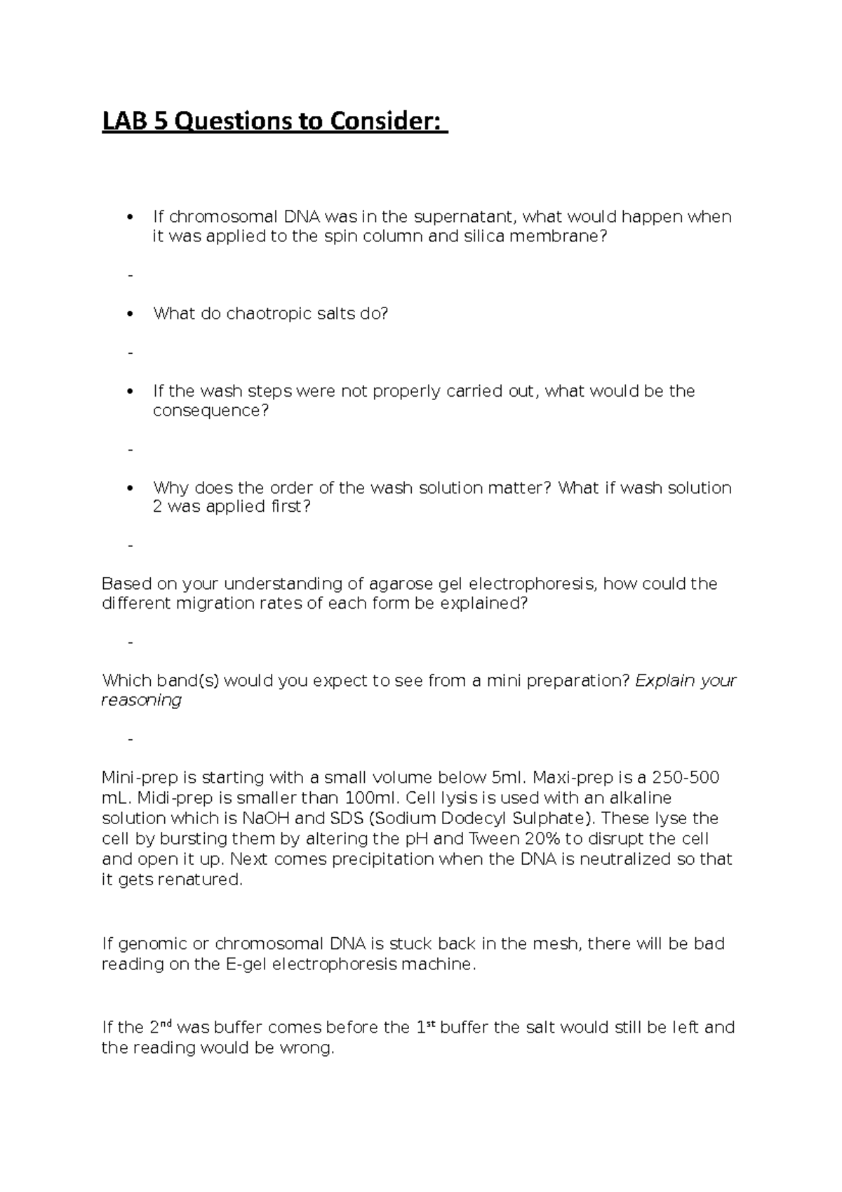 LAB 5 Questions to Consider BMS1062 - BMS1062 - Monash - Studocu