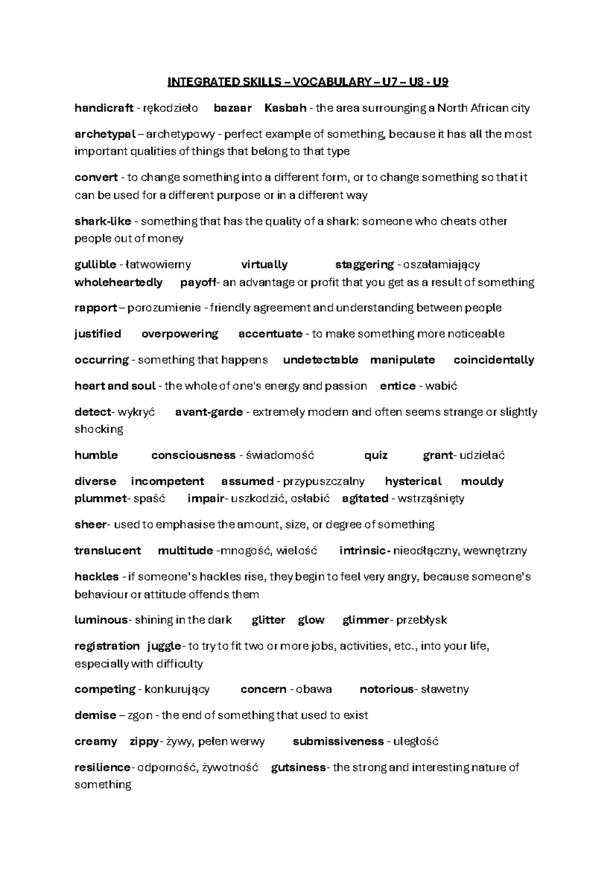 Integrated Skills Vocabulary Units 7-8-9 - INTEGRATED SKILLS ...