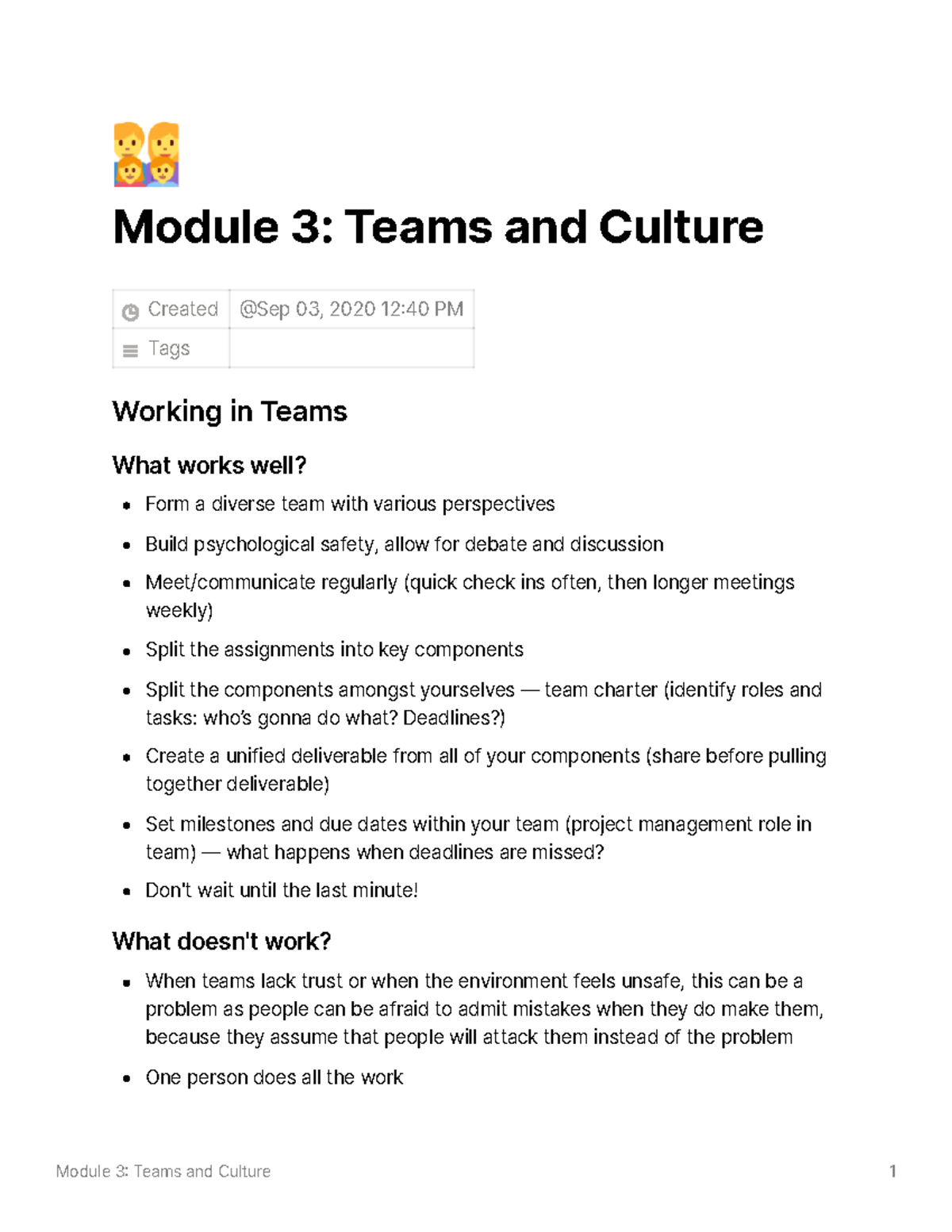 ES 250 (Rashmi Menon): Module 3 Teams and Culture - Module 3: Teams and ...
