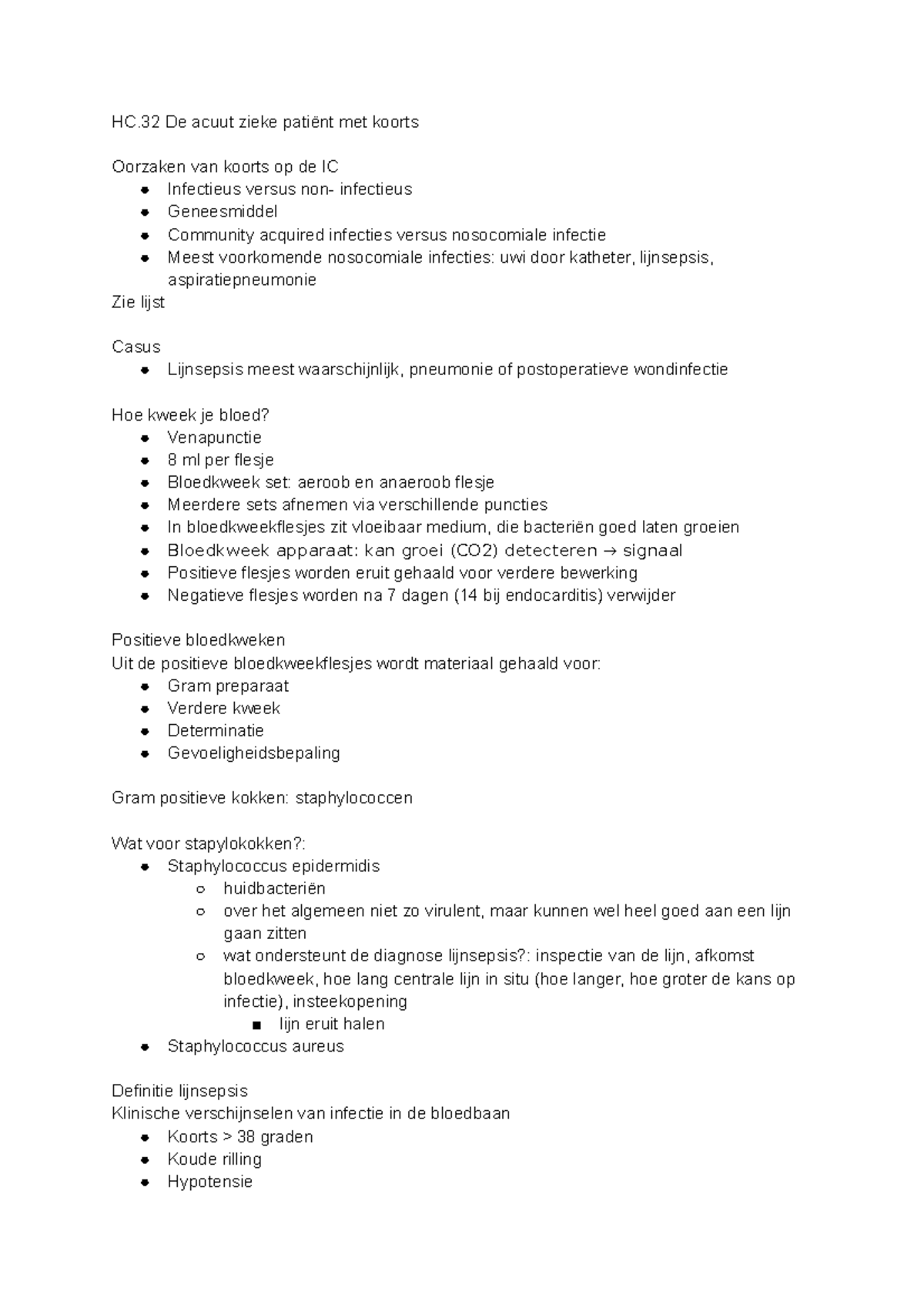 HC.32 De acuut zieke patiënt met koorts - HC De acuut zieke patiënt met ...