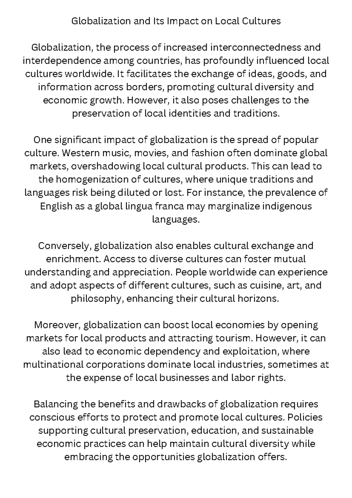 Add a little bit of body text - Globalization and Its Impact on Local ...