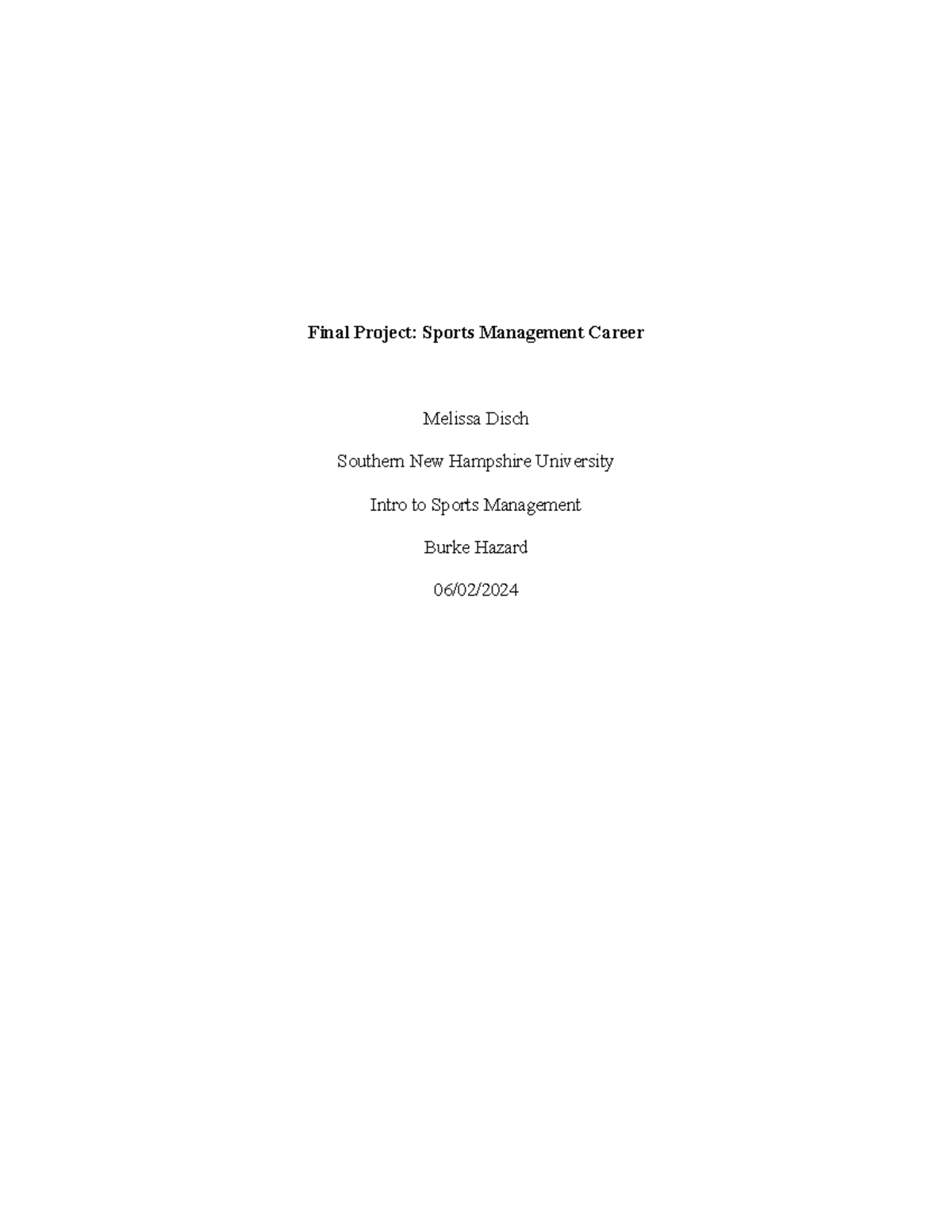 Final Project Sports Management Career - Final Project: Sports ...