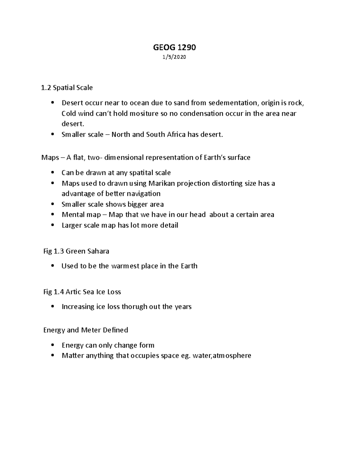 Chapter 1 of Introduction To Physical Geography - GEOG 1290 1/9/ 1 ...