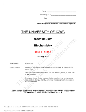BIOC3110 Practice Exam 1-key - BIOC:3110 Biochemistry Practice Exam 1 ...