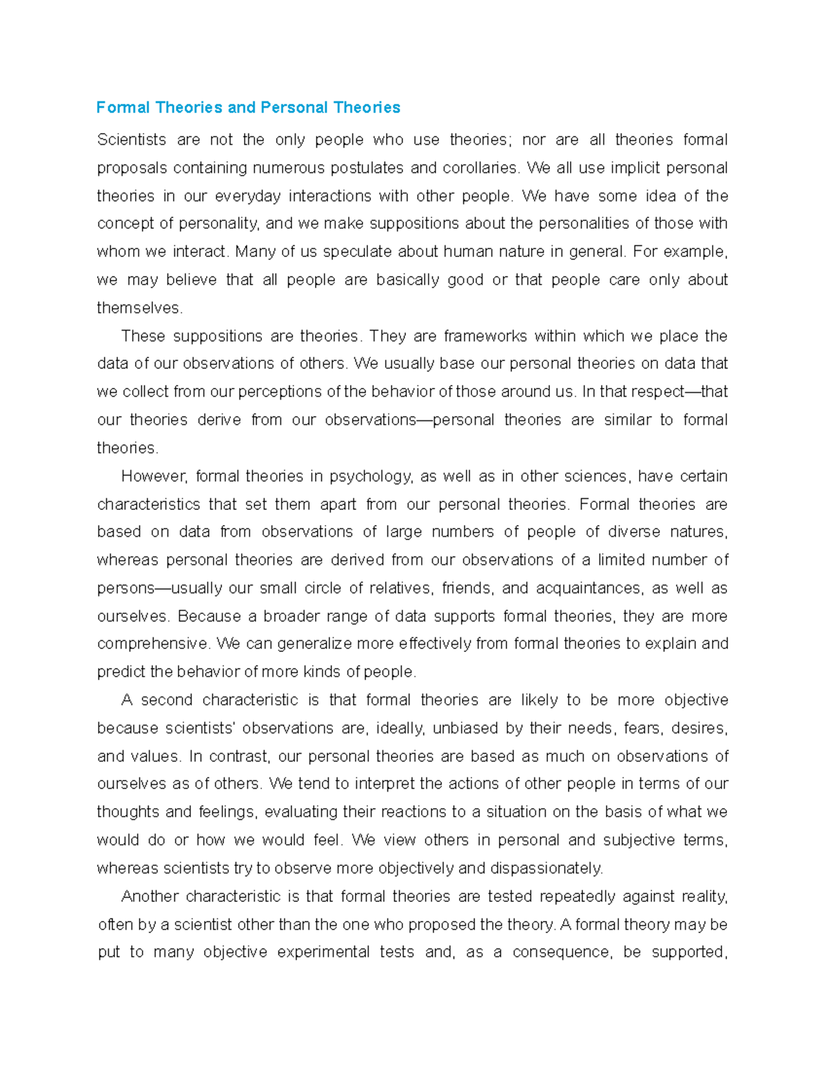 The Study of Personality Assessment, Research and Theory - Formal ...