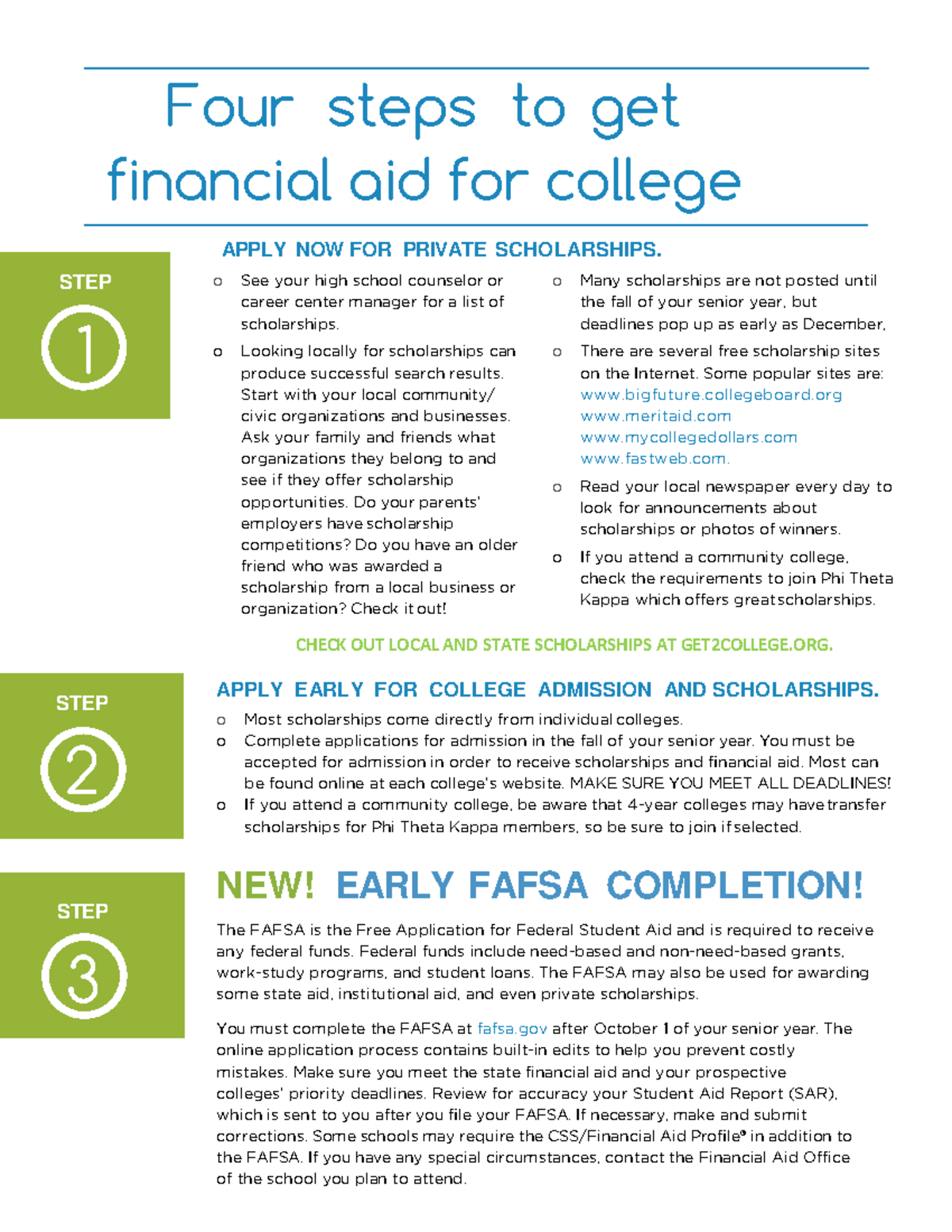Four steps to financial aid-update - Four steps to get financial aid ...