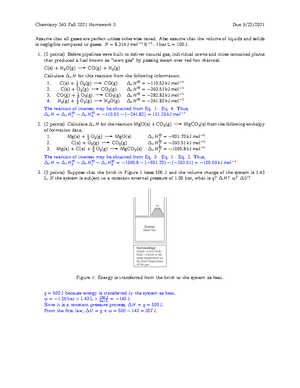 HW2 solution CHEM343 - Chemistry 343 Fall 2021 Homework 2 Due 9/13/ R ...