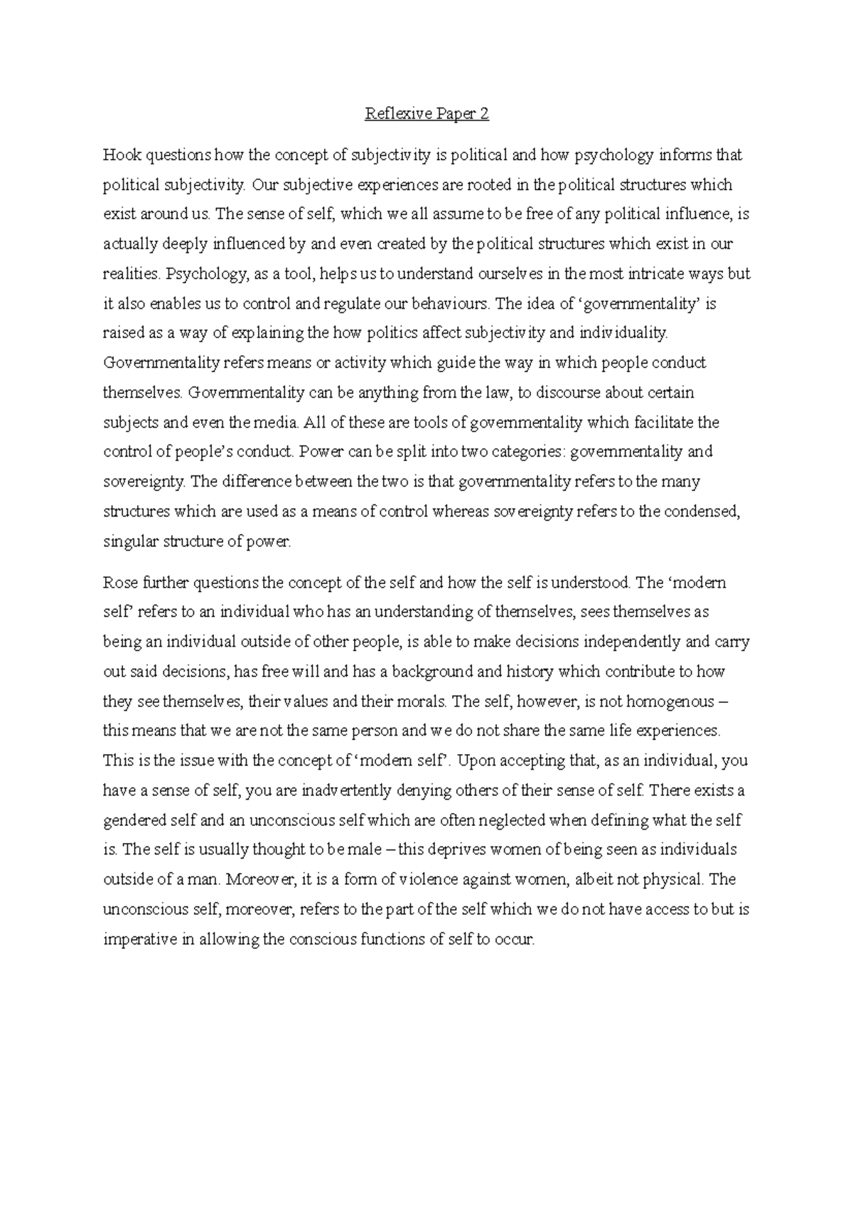 2067881 Reflexive Paper 2 - Reflexive Paper 2 Hook questions how the ...