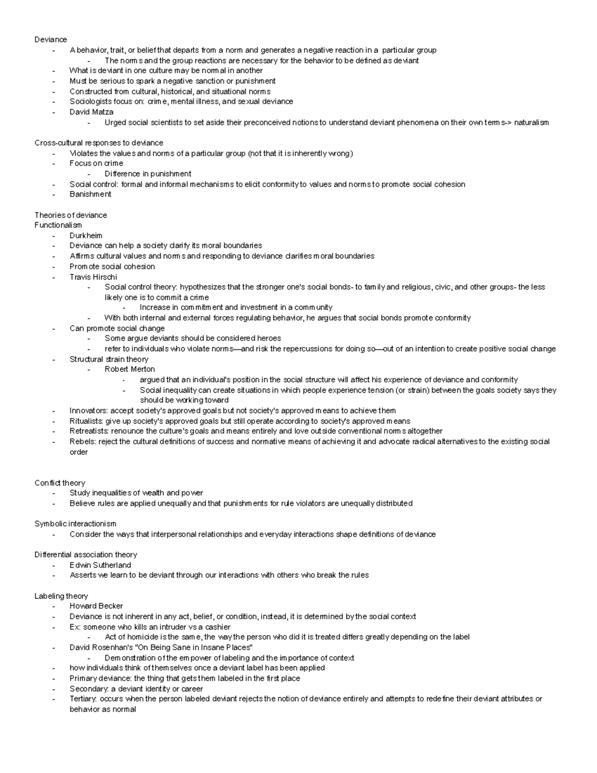 Chapter 6 - Detailed notes for The Real World book - Deviance - A ...