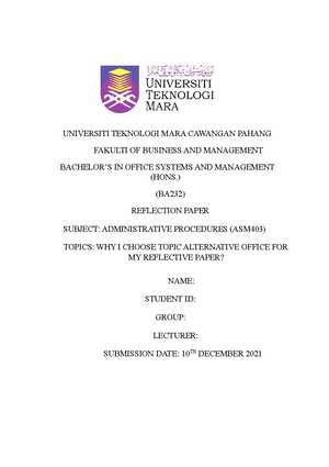 Updated Rubric Reflection Paper - REFLECTION PAPER ASSIGNMENT RUBRICS ...