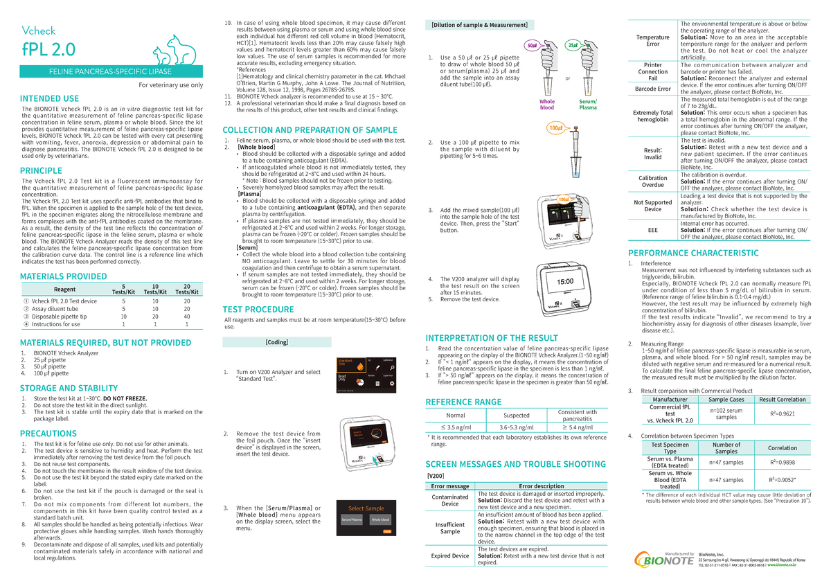 VCF127DD Vcheck FPL 2 - Resumen Inmunología - INTENDED USE The BIONOTE ...