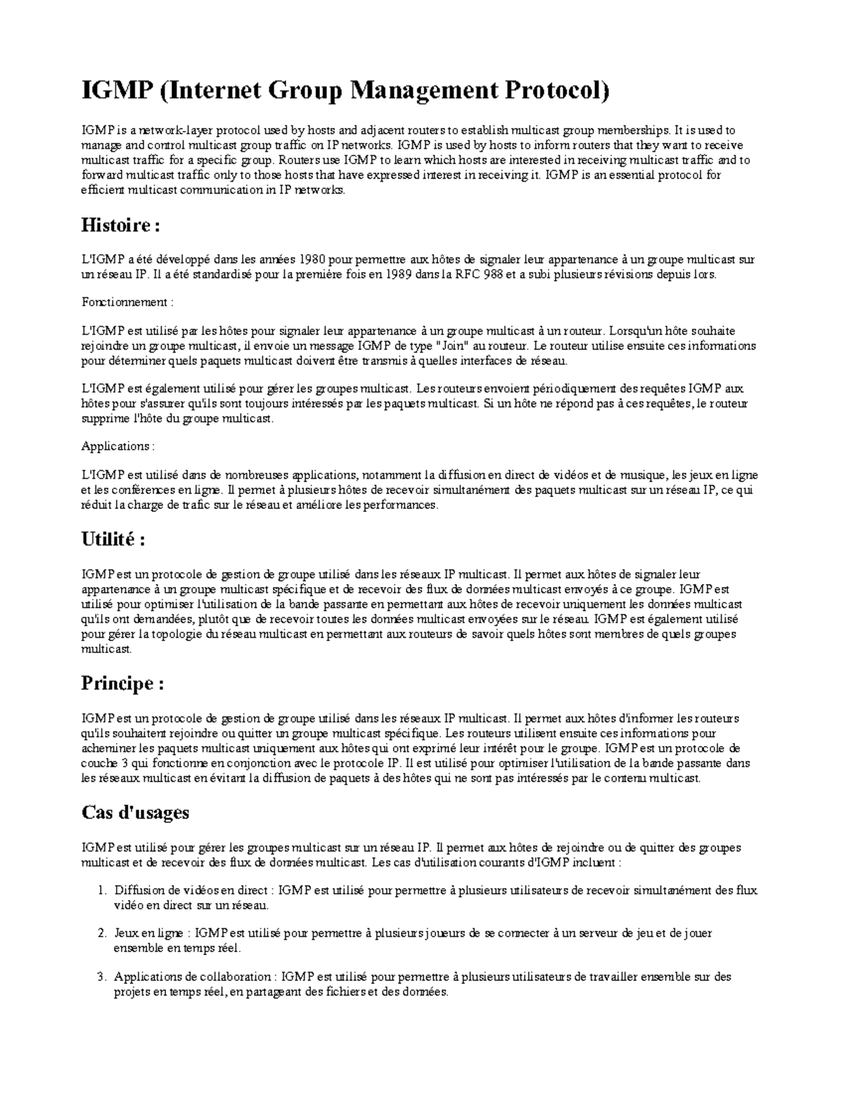 Igmp Internet Group Management Protocol It Is Used To Manage And Control Multicast Group