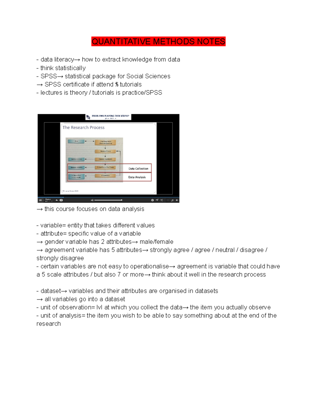 QT notes - QUANTITATIVE METHODS NOTES data literacy→ how to extract ...