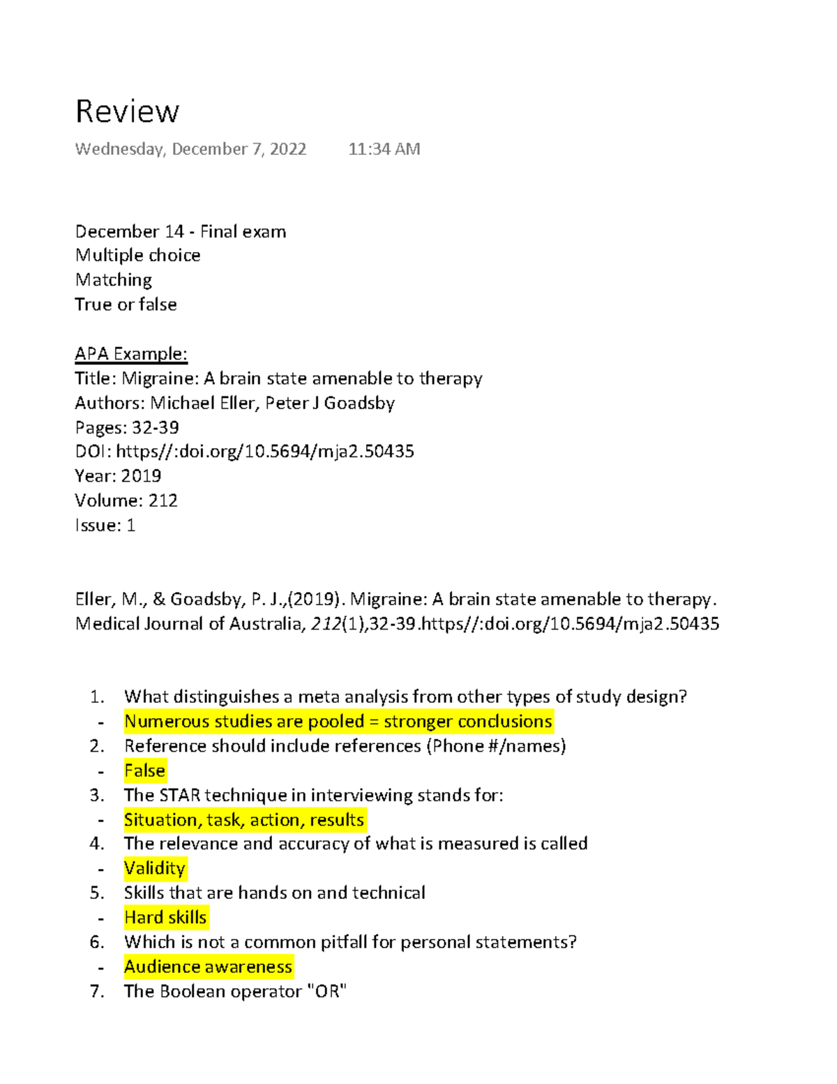 Review - Gheen - December 14 - Final exam Multiple choice Matching True ...