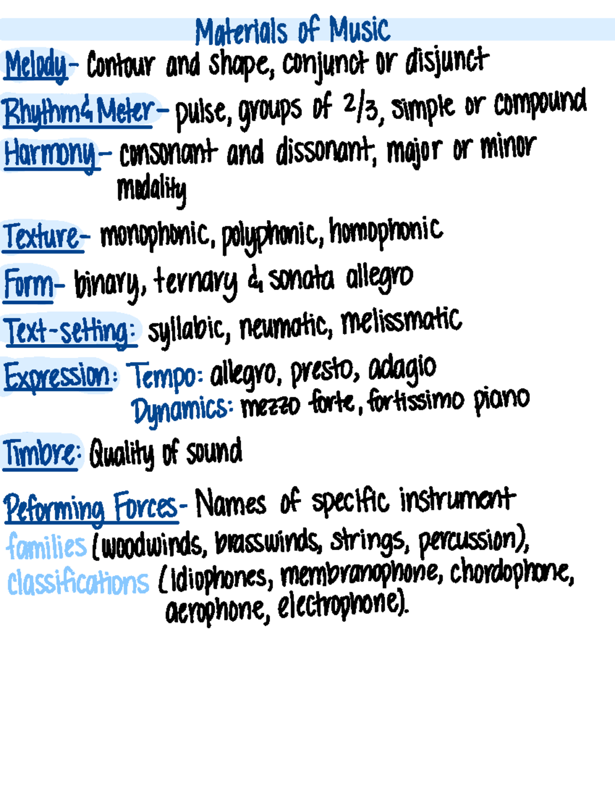 Materials of Music - Materials of Music Melody Contour and shape ...