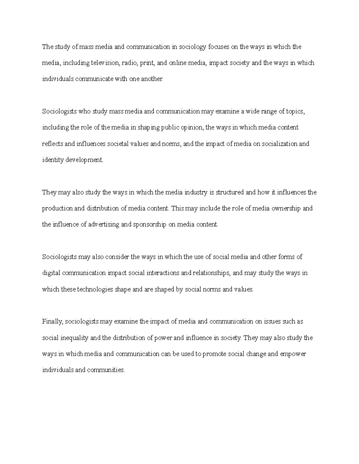 Mass media and communication - sociology - Sociologists who study mass ...