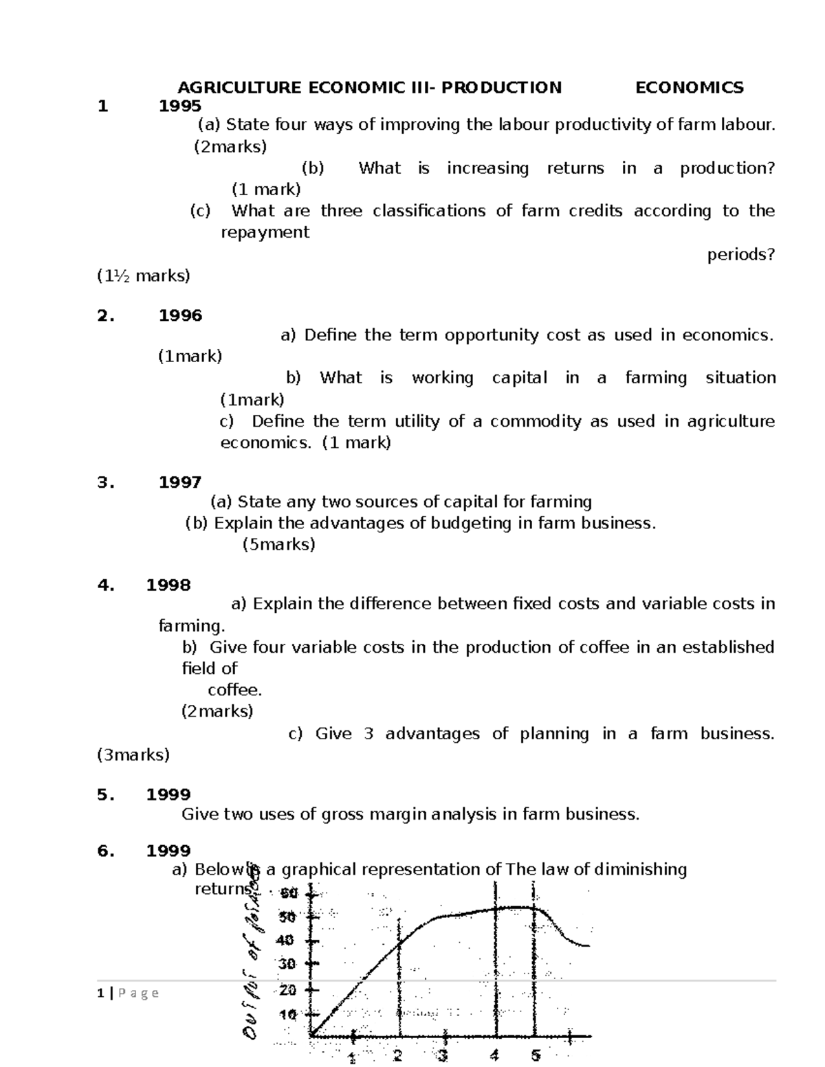 Agriculture Economic III - AGRICULTURE ECONOMIC III- PRODUCTION ...