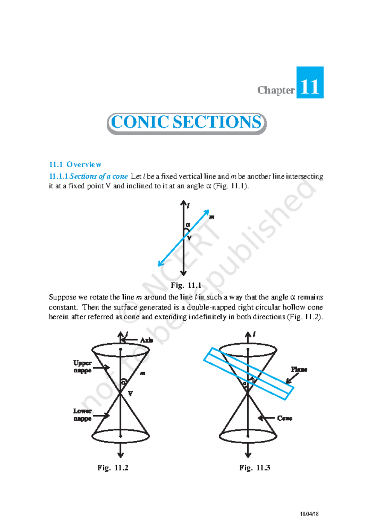 Conic Sections - Maths - 11 Overview 11.1 Sections of a cone Let l be a ...