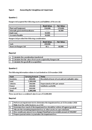 Topic 10 Tutorial Questions - Financial Accounting - Studocu