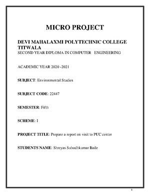 STE Micro Project Report PDF - Rayat Shikshan Sanstha?s Karmaveer ...