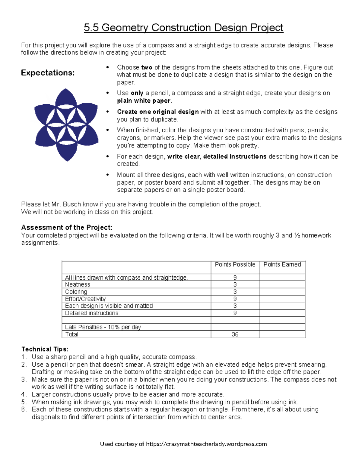 5 - Tah - 5 Geometry Construction Design Project For this project you ...
