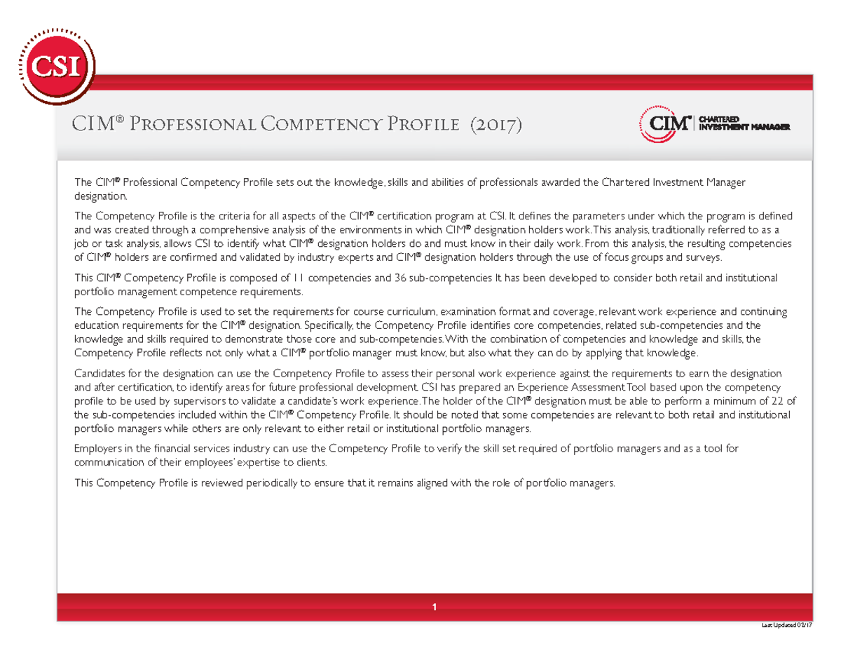 CIM-competency-profile - CIM Professional Competency Profile ( 2017 ) 1 ...