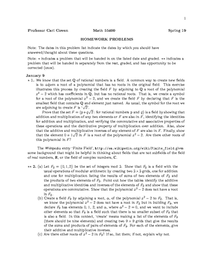 MATH 554 Prob 13 - Problem questions given in Class, Professor Carl ...