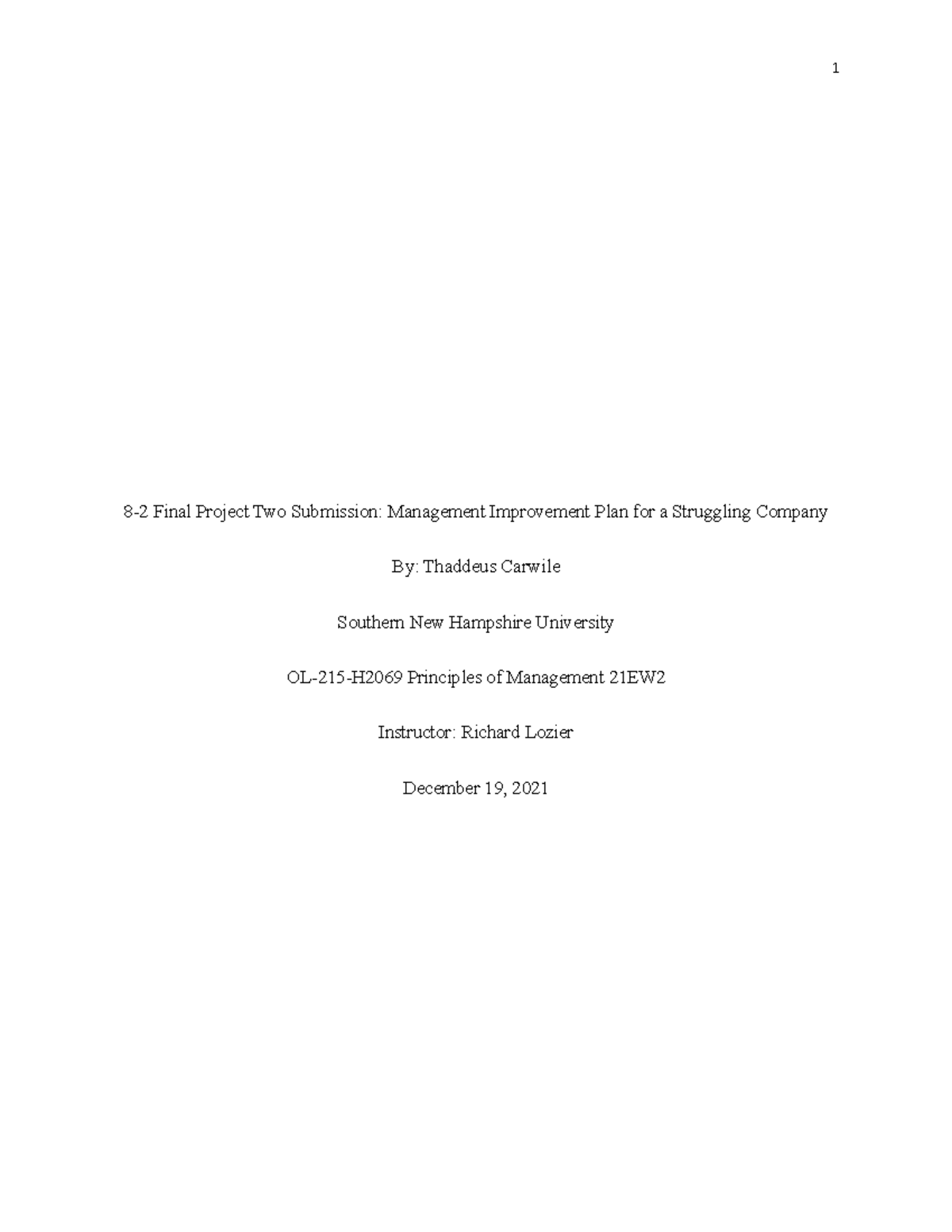 0L 215 Project 2 Final - 8-2 Final Project Two Submission: Management ...