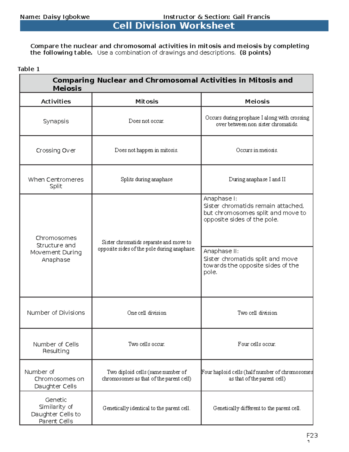 DIgbokwe cell division worksheet copy - Compare the nuclear and ...