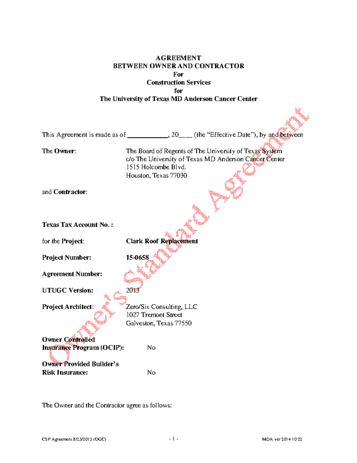 Attachment A Draft Agreement and Exhibits - CSP Agreement 8/23/2013 ...