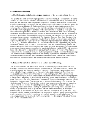 Part C - Literacy Assessment Commentary edtpa - Task 3: Literacy ...