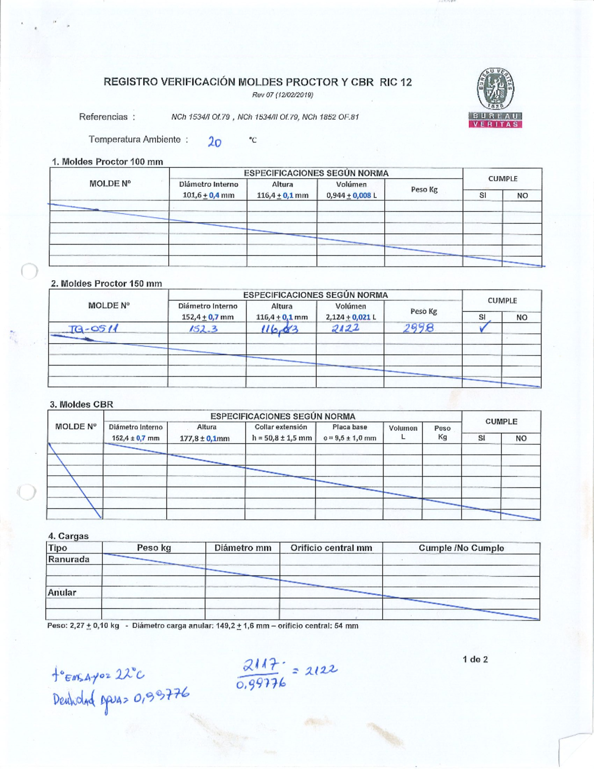 Verificación Molde Proctor IQ-0511-1 - metrología - Studocu