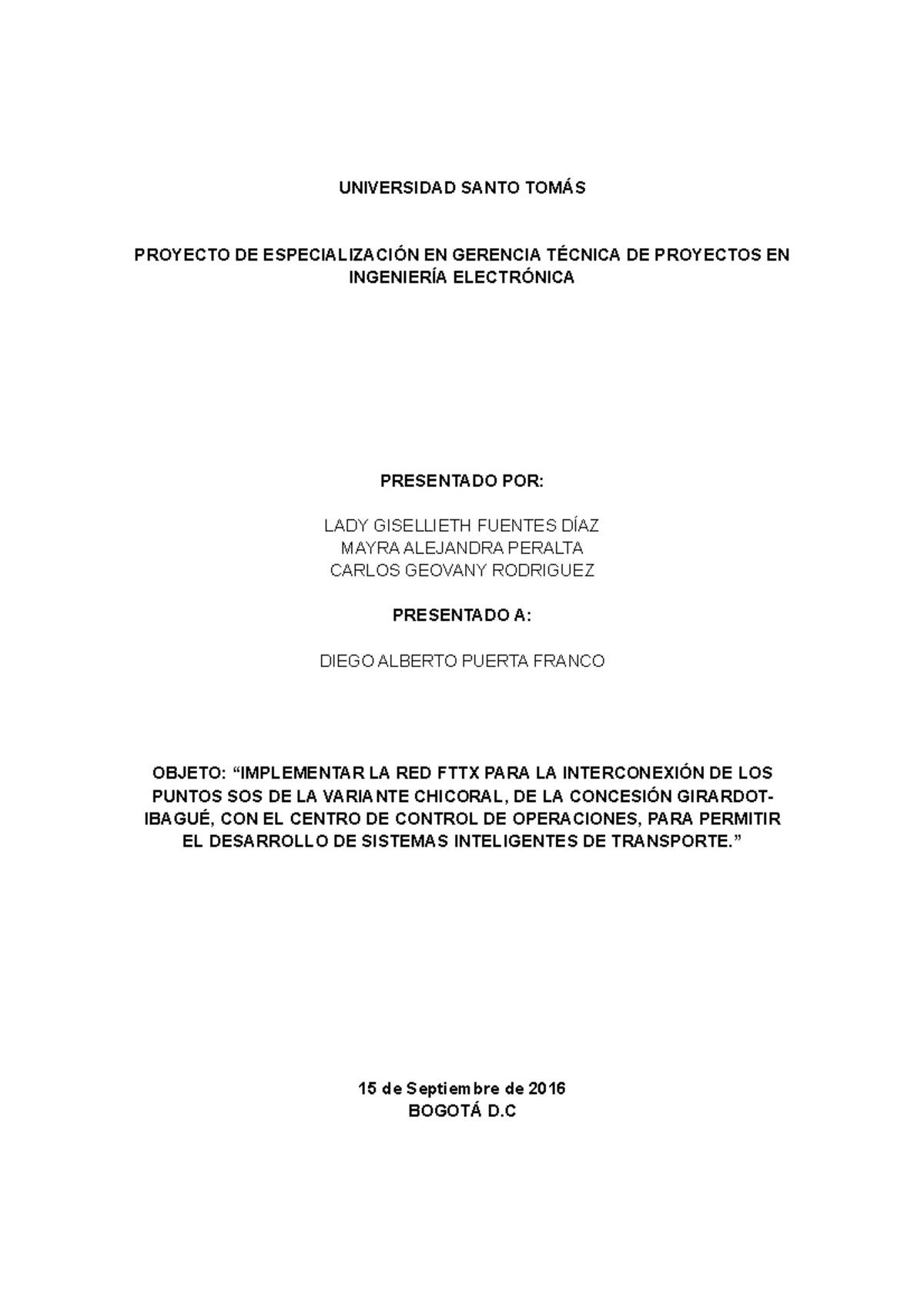 Informe Final ejemplo - PROYECTO DE ESPECIALIZACIÓN EN GERENCIA TÉCNICA ...