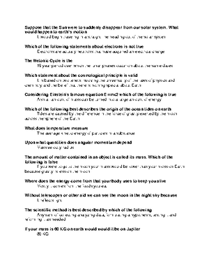 AS101 Final Cheat Sheet - Light and Matter Light behaves both as a wave ...