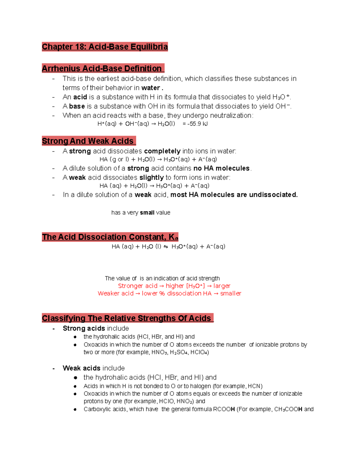 Chapter 18: Acid-Base Equilibria - Chapter 18: Acid-Base Equilibria ...