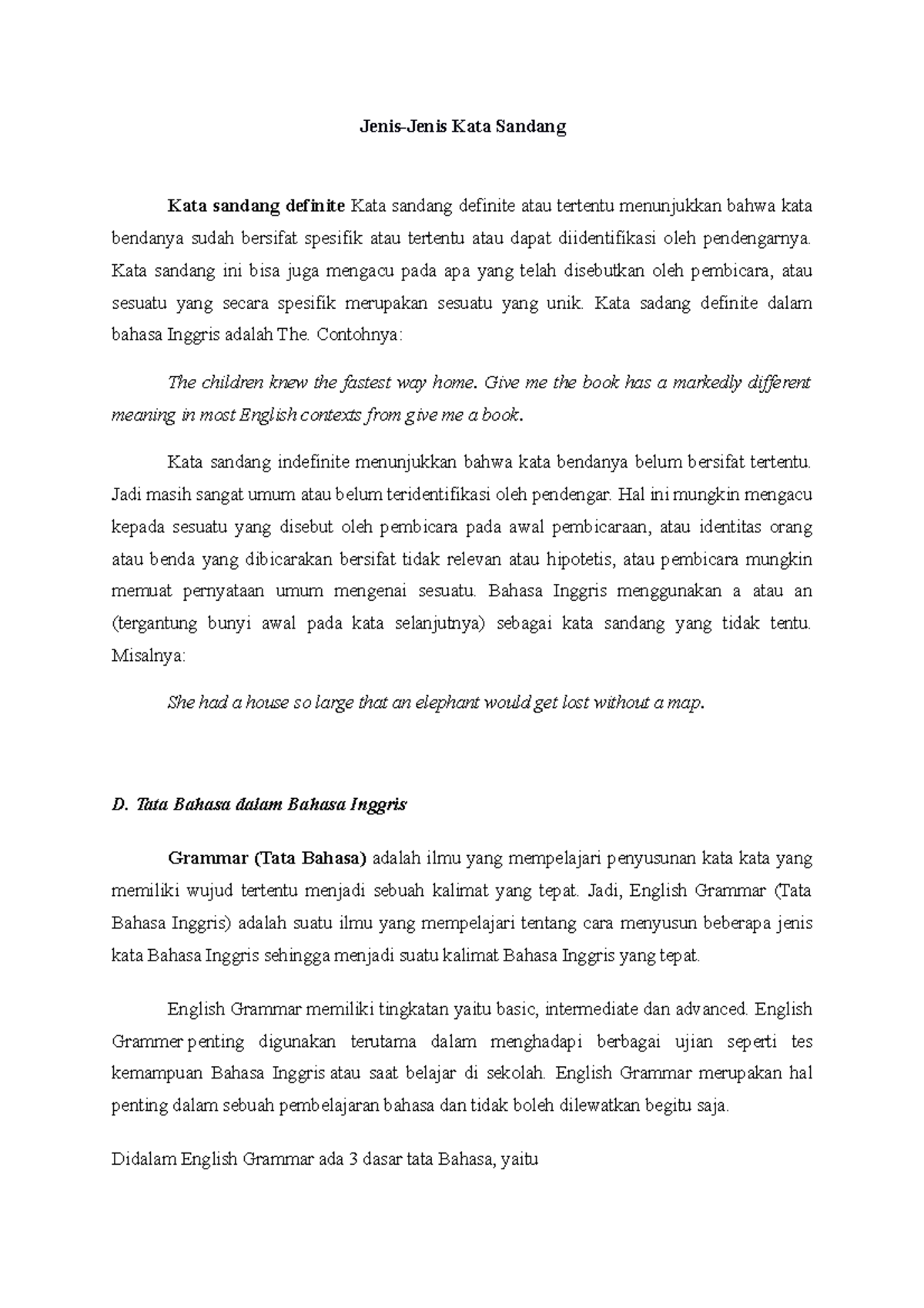 Jenis-Jenis Kata Sandang - Kata sandang ini bisa juga mengacu pada apa ...