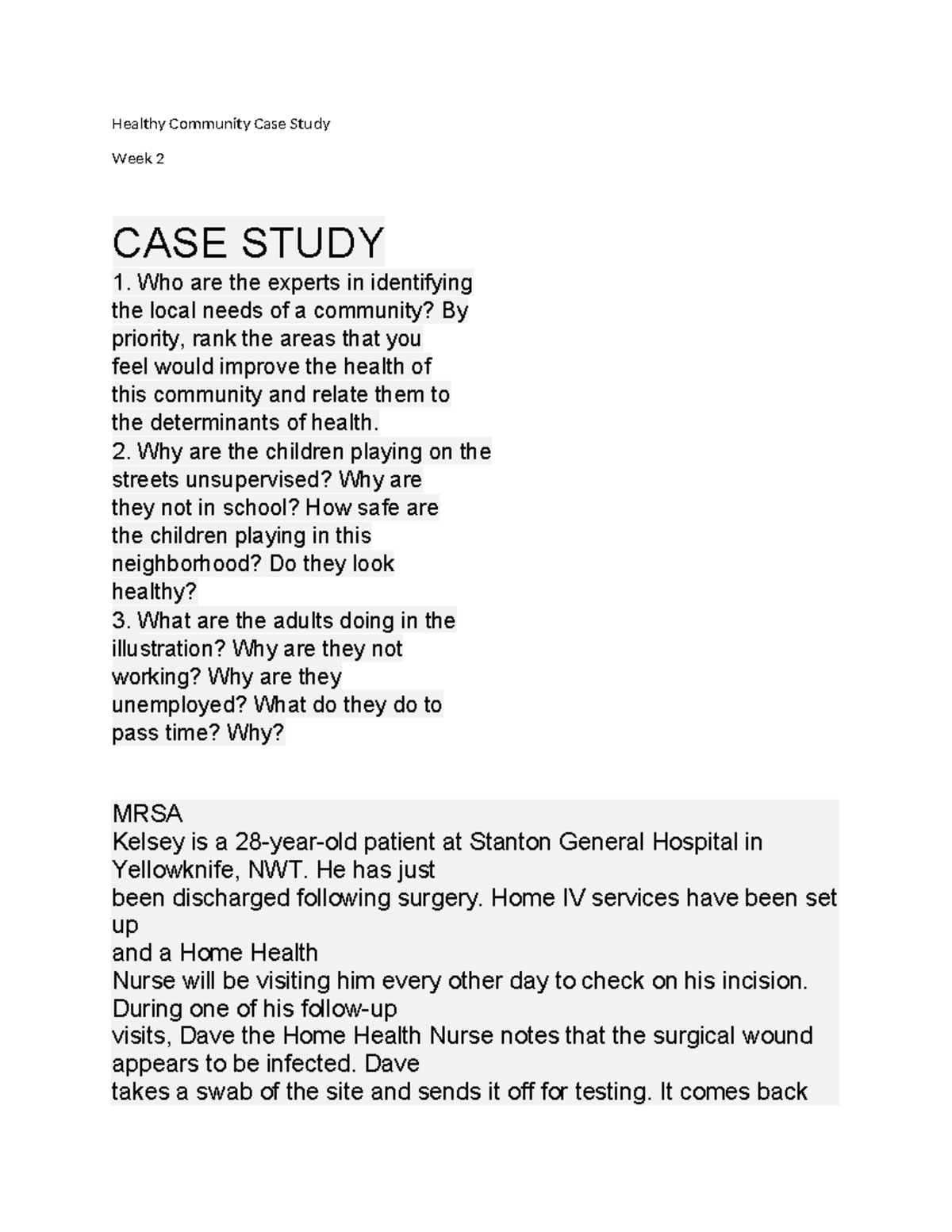 Healthy Community Notes - ####### Healthy Community Case Study ...