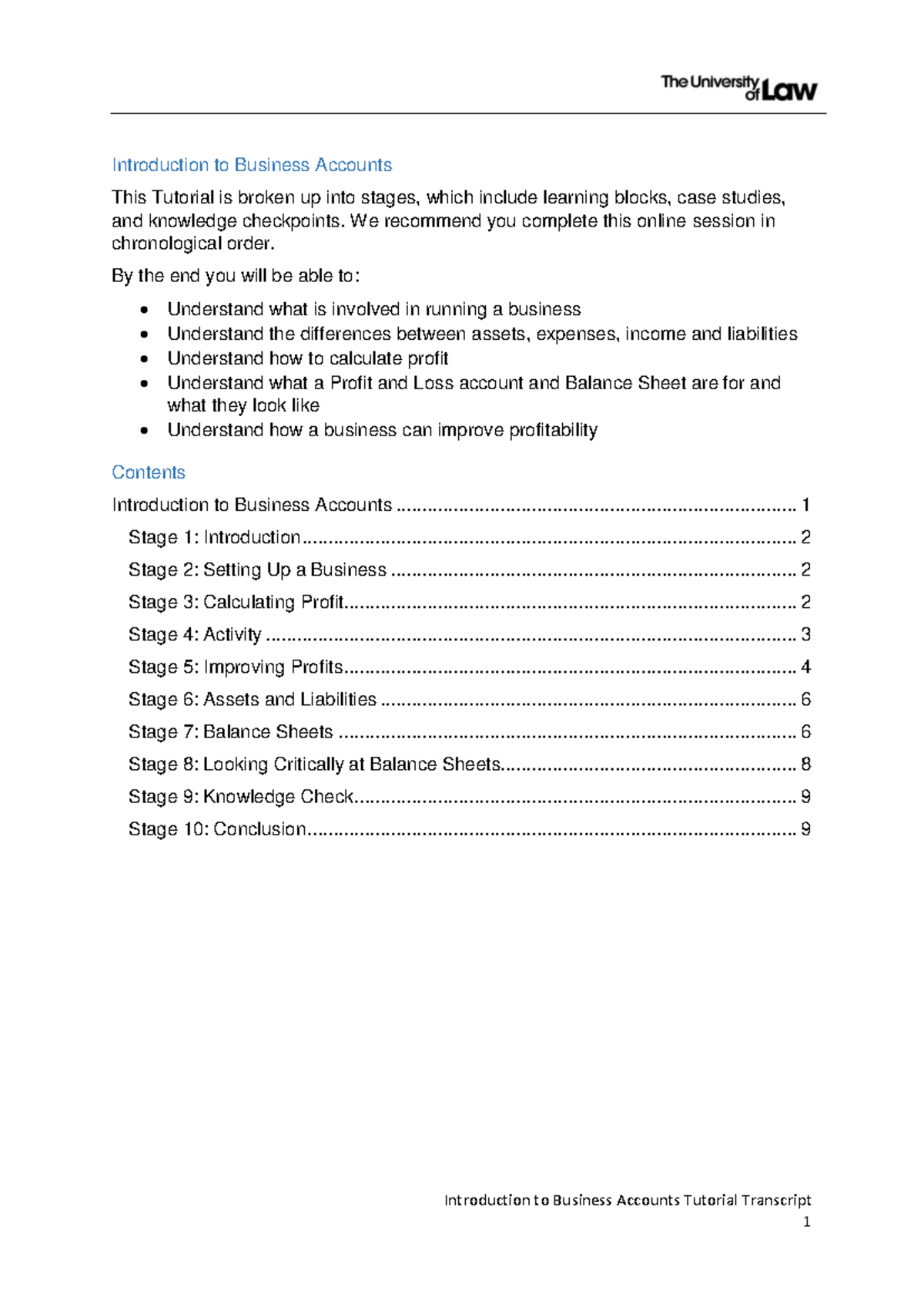 Introduction to Business Accounts Transcript - Introduction to Business ...