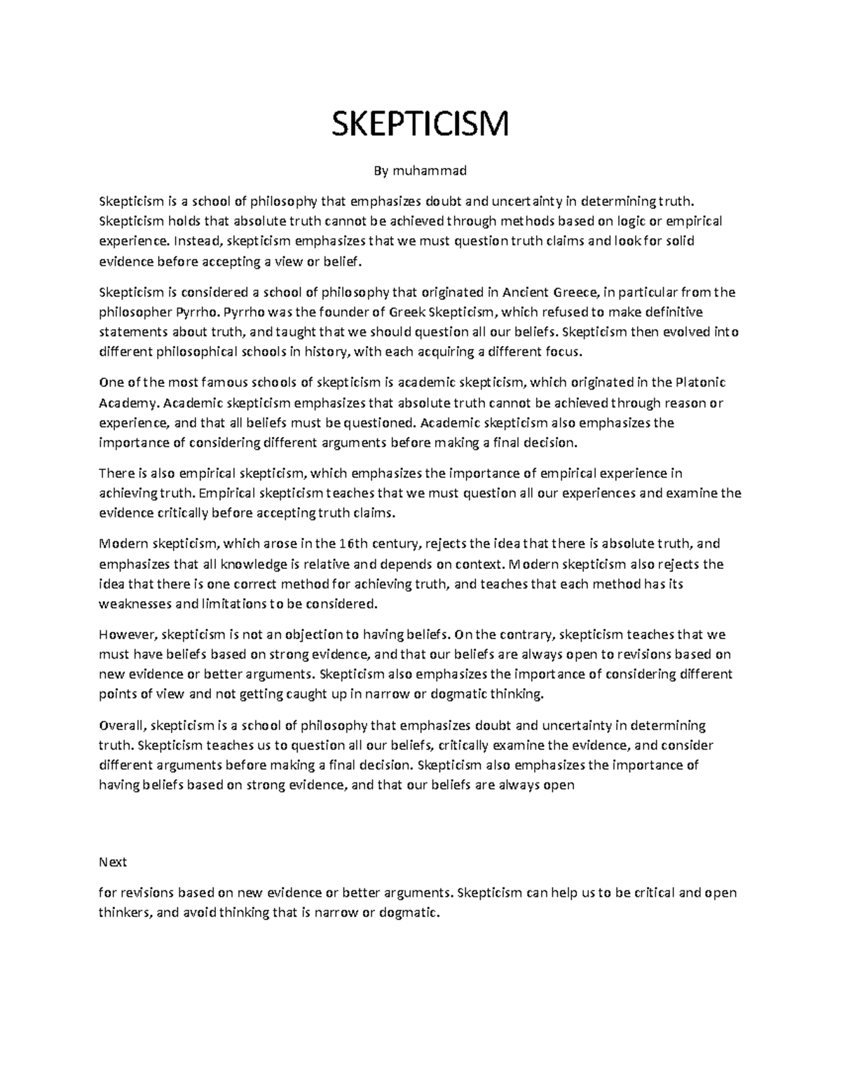 Skepticism - An Intro about being sceptic - SKEPTICISM By muhammad ...