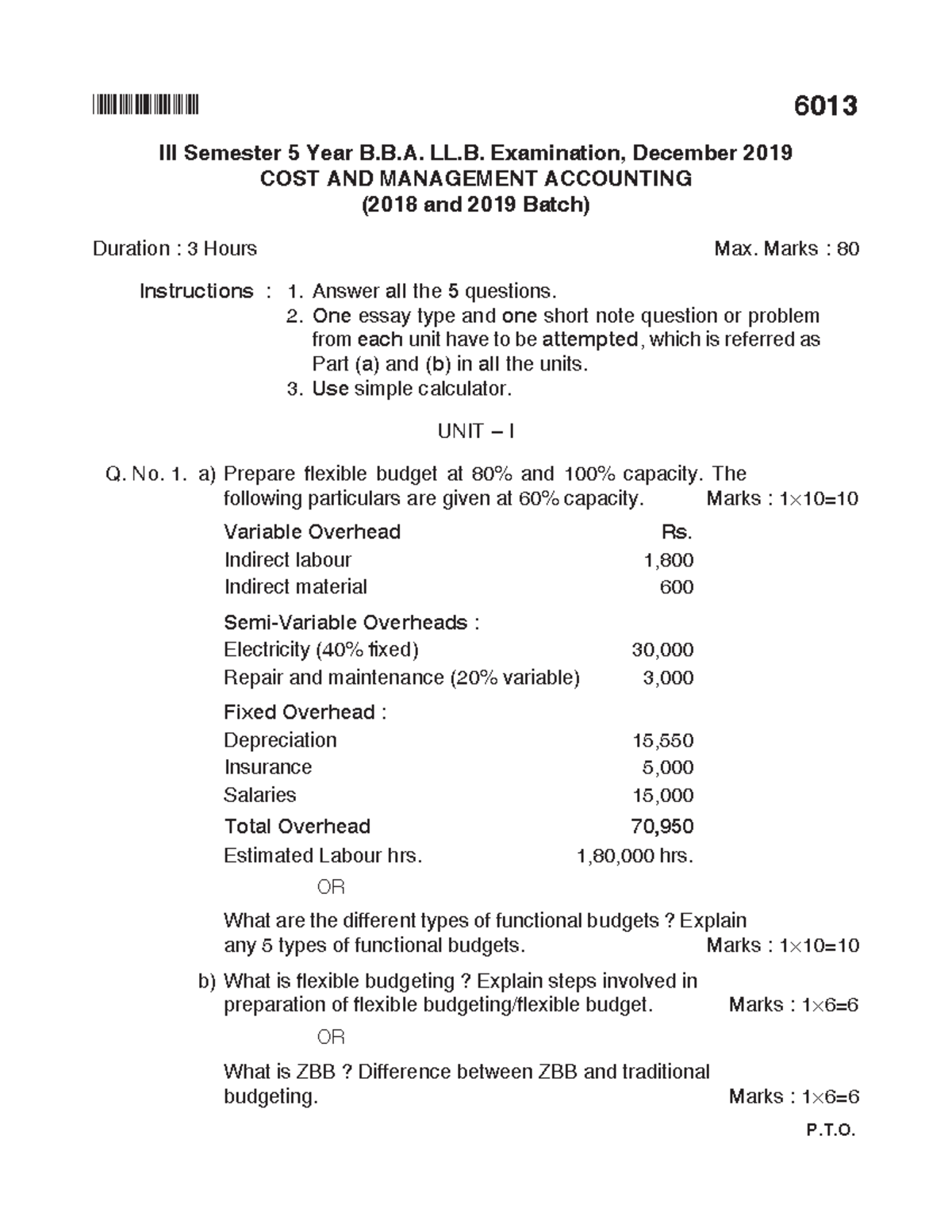 Cma December 2019 Question Paper For Cost And Management Accounting